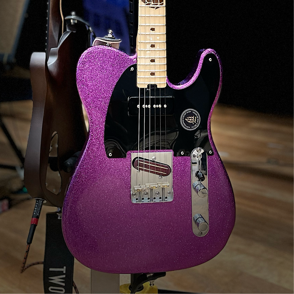 Guitarra Tele Purple Sparkle P90/Katana - Pinheiro Guitars - Semi Nova